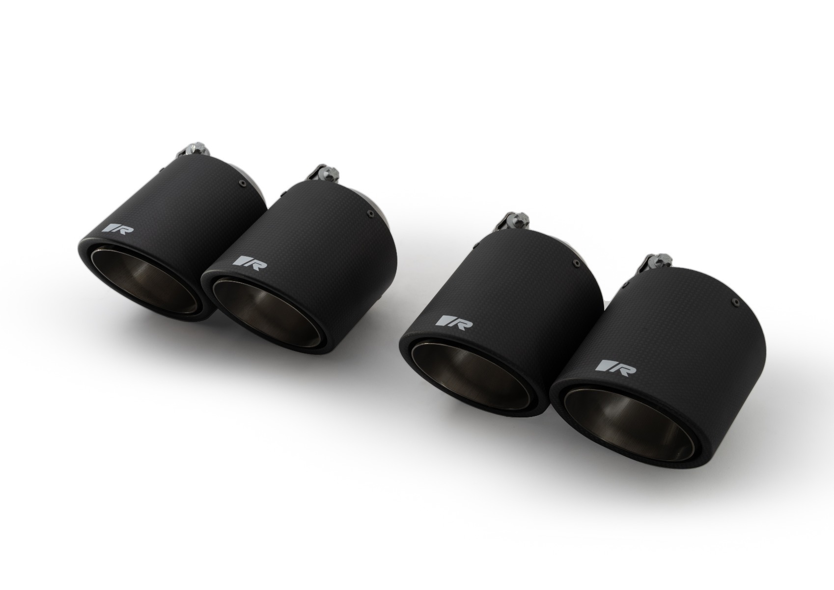 exhaust system Tail pipe set quad consisting of 4 Carbon Fibre tail ...